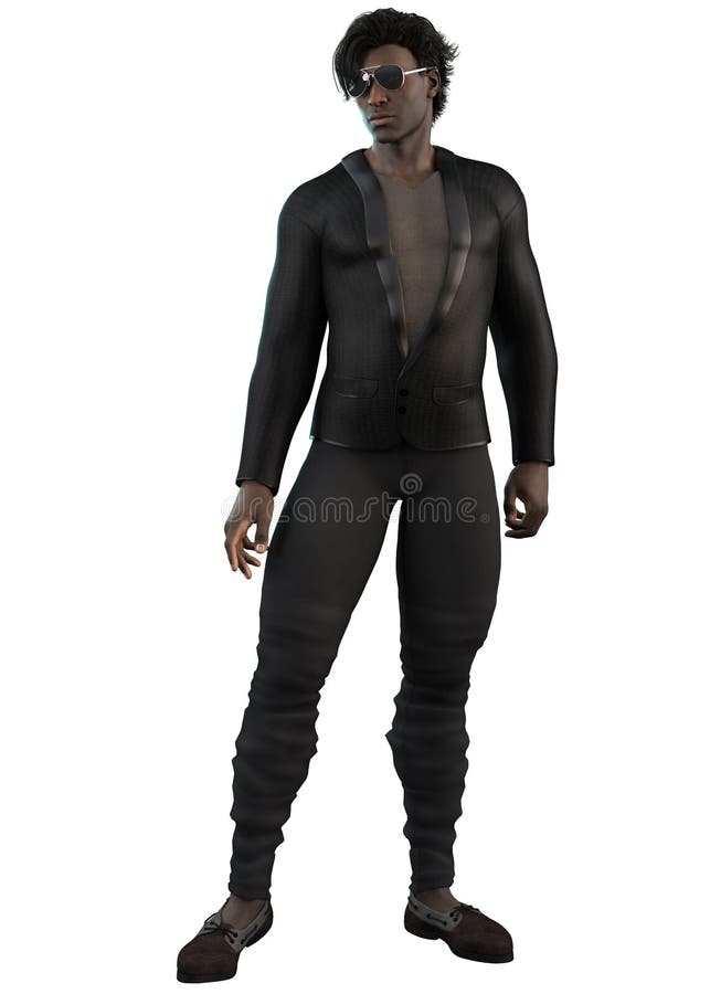 3d Dark Skinned Fashion Man In Sunglasses Stock Illustration