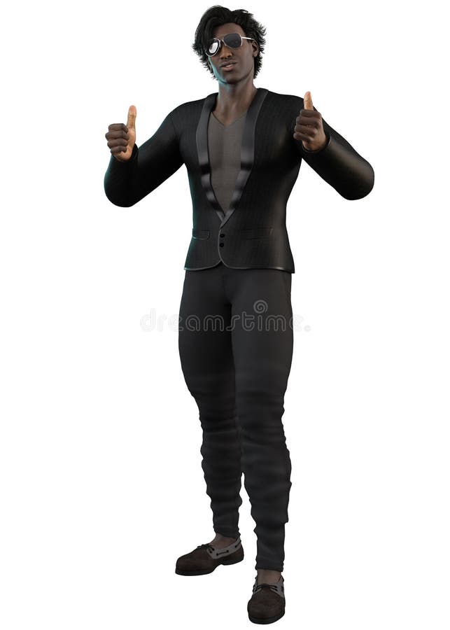 3d Dark Skinned Fashion Man In Sunglasses Stock Illustration