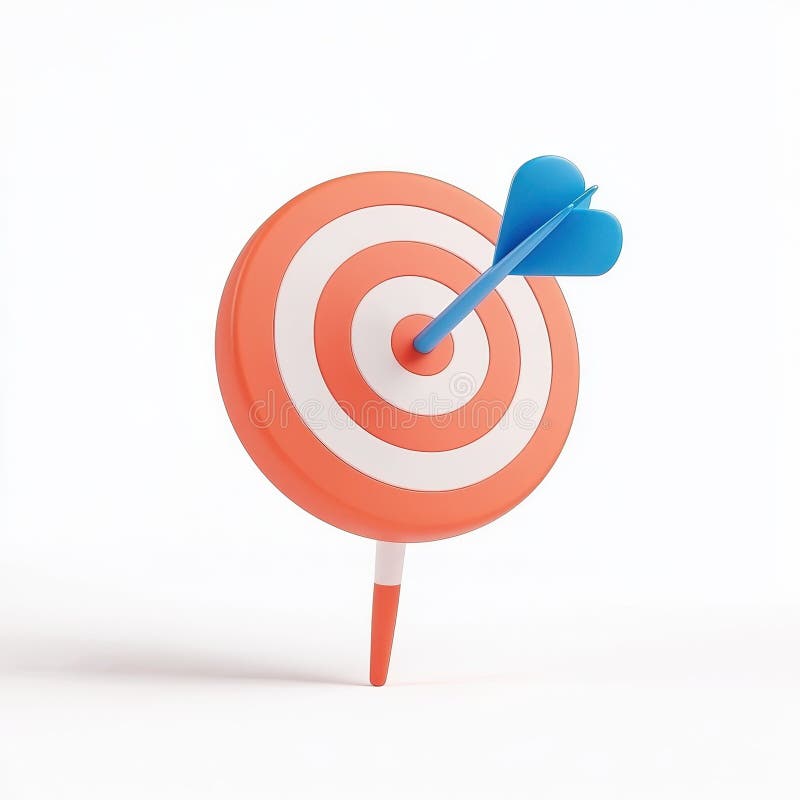 3D Dart Icon Hitting Target on White Background Stock Illustration ...