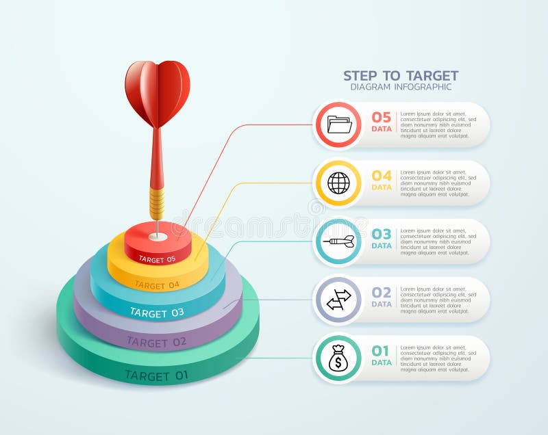 3d Darts Target Diagram Infographic Template Stock Vector ...