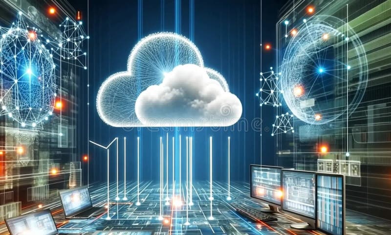 3D Data Cloud Animation with Colorful and Graphic Designs Stock Footage ...