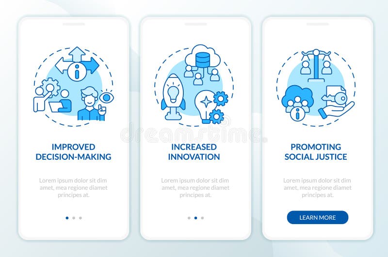 2d Data Democratization Concept With Blue Line Icons Stock Vector