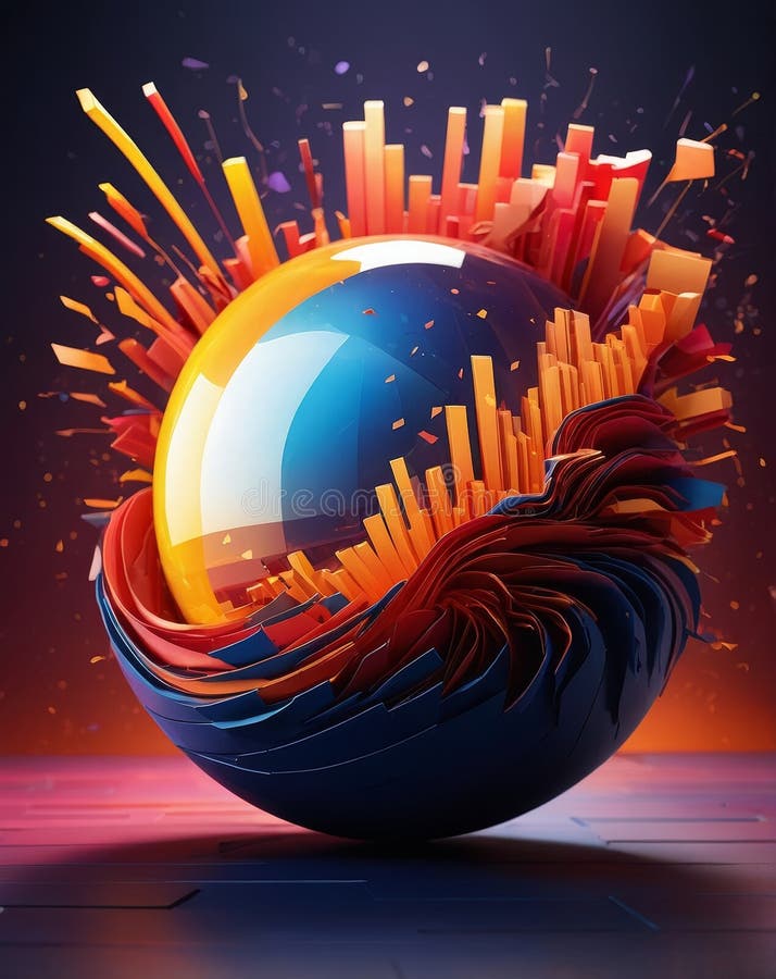 3D Data Explosion with Charts, Graphs, and Trend Arrows in Vibrant ...