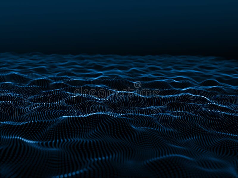 3D Data Technology Background with Flowing Waves of Particles Stock ...
