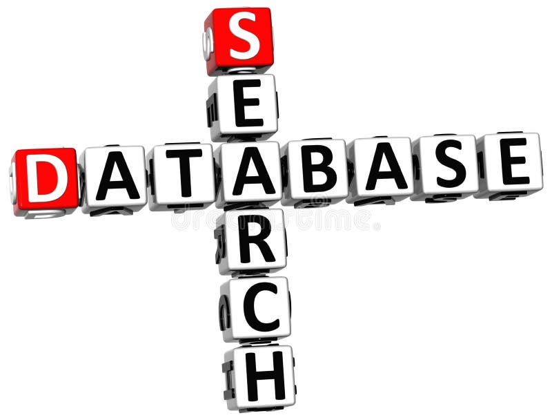 3D Database Search Crossword Stock Illustration - Illustration of ...