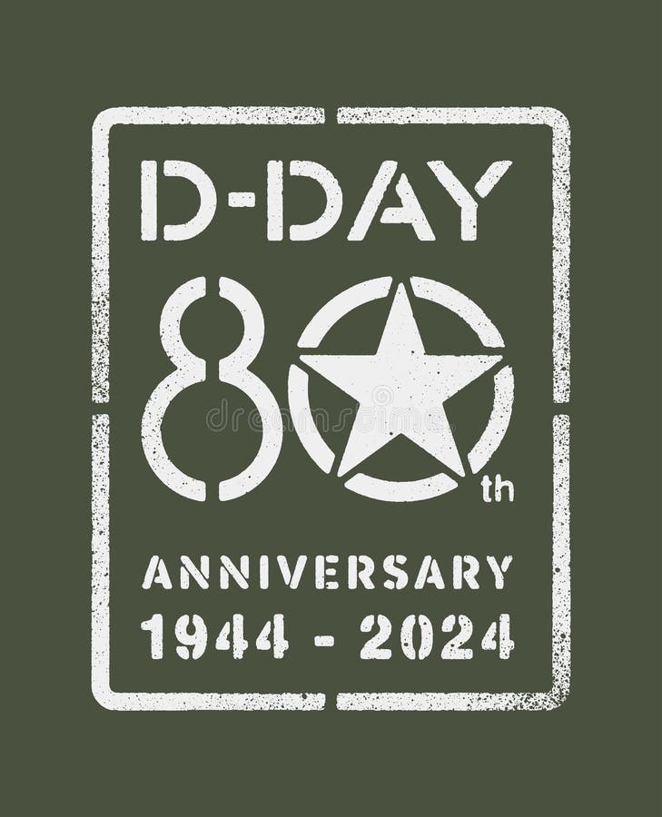 D-DAY 80th Anniversary Stencil Stock Vector - Illustration of birthday ...