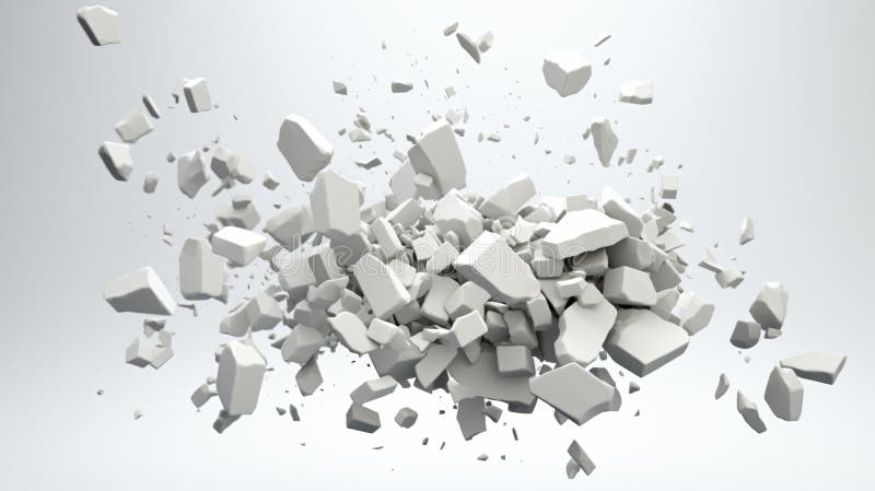 3D Debris Falling on White Background - Abstract Motion Concept Stock ...