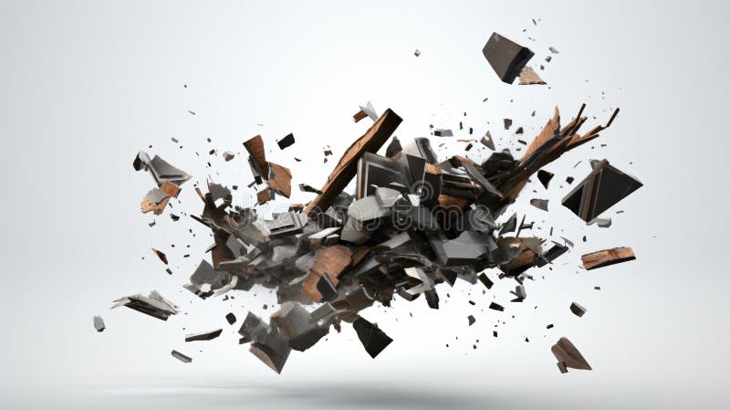 3D Debris Falling on White Background - Abstract Motion Concept Stock ...