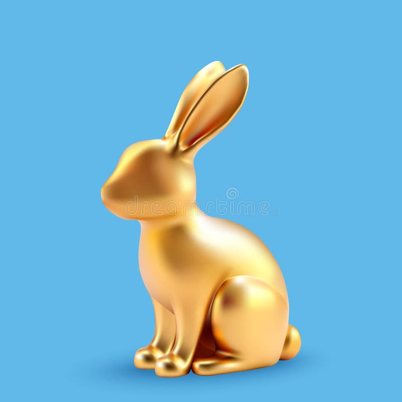 3d Decorative Gold Rabbits for Easter Design Stock Illustration ...