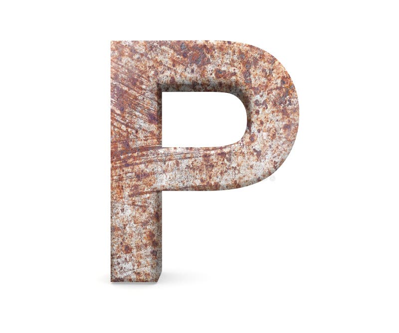 3D Decorative Letter from an Old Rusty Metal Alphabet, Capital Letter P ...