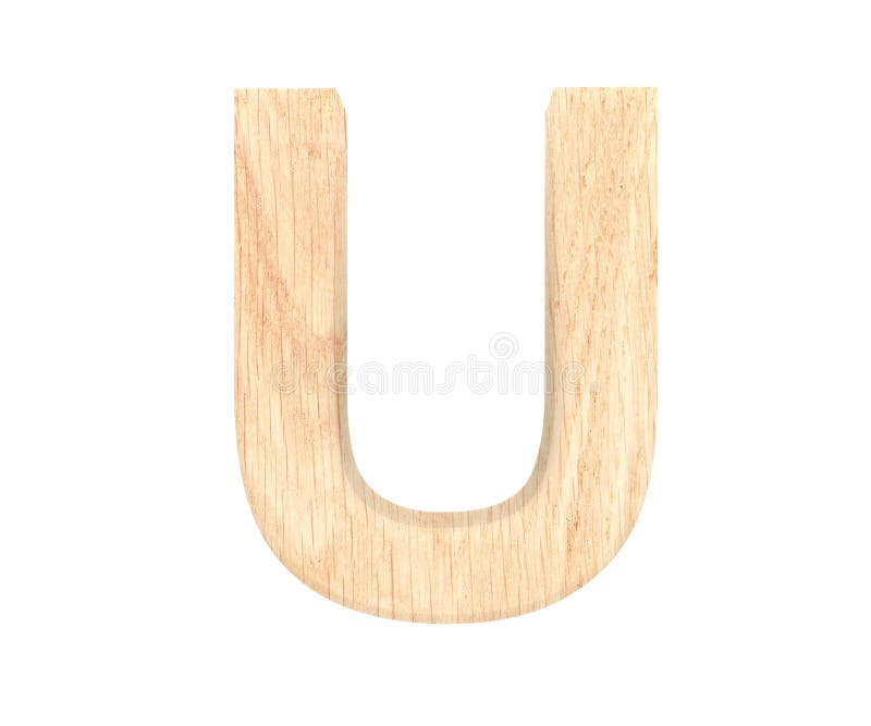 3D Decorative Wood Alphabet, Capital Letter U. Stock Illustration ...