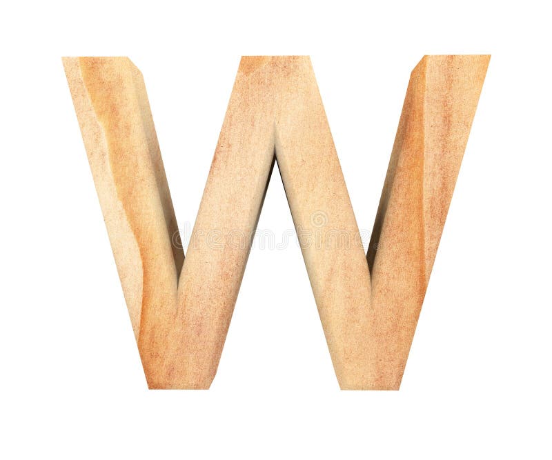 3D Decorative Wood Alphabet, Capital Letter W. Stock Illustration ...