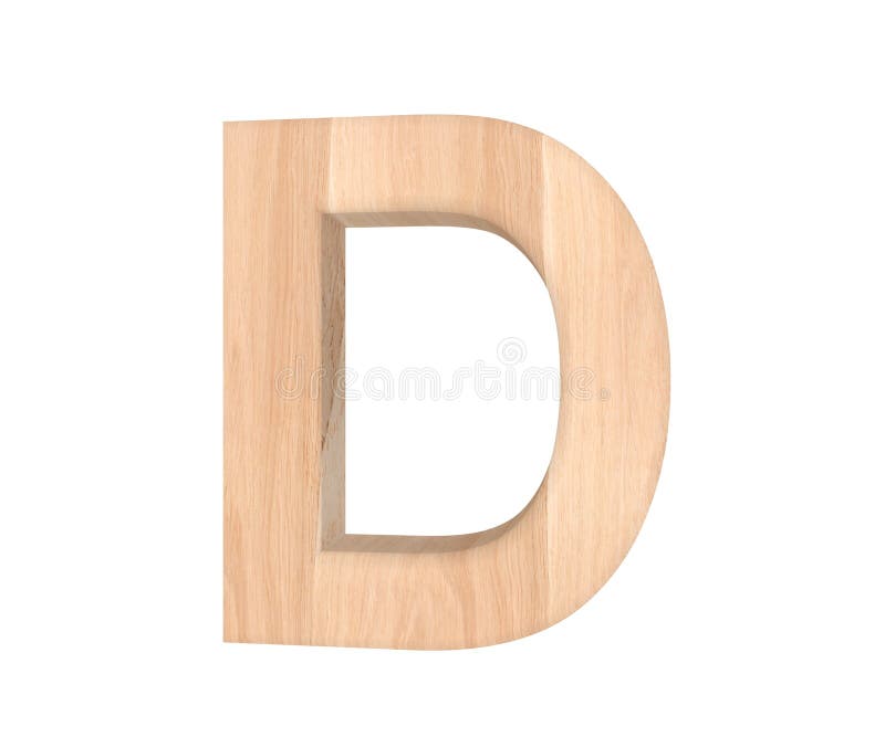 3D Decorative Wooden Alphabet, Capital Letter D. Stock Illustration ...