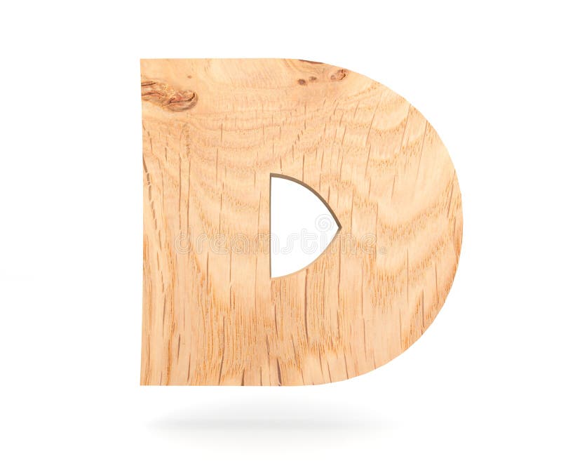 3D Decorative Wooden Alphabet, Capital Letter D. Stock Illustration ...