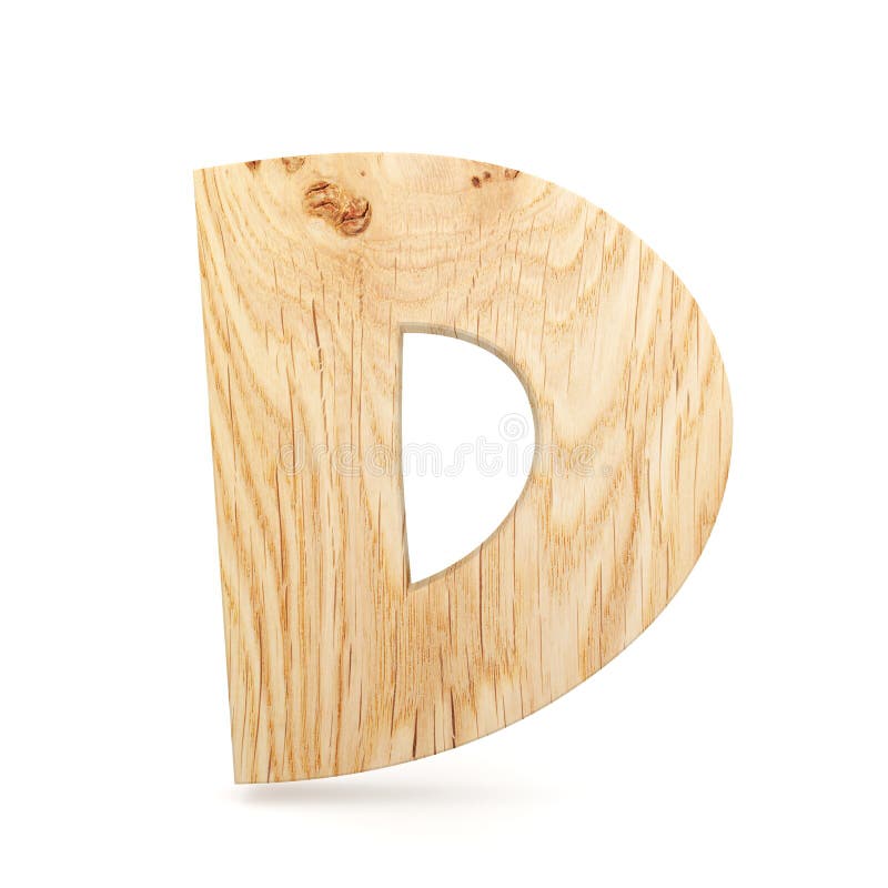 3D Decorative Wooden Alphabet, Capital Letter D. Stock Illustration ...