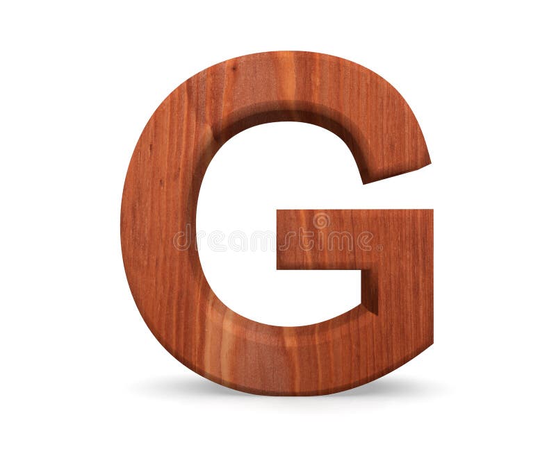 3D Decorative Wooden Alphabet, Capital Letter G. Stock Illustration ...