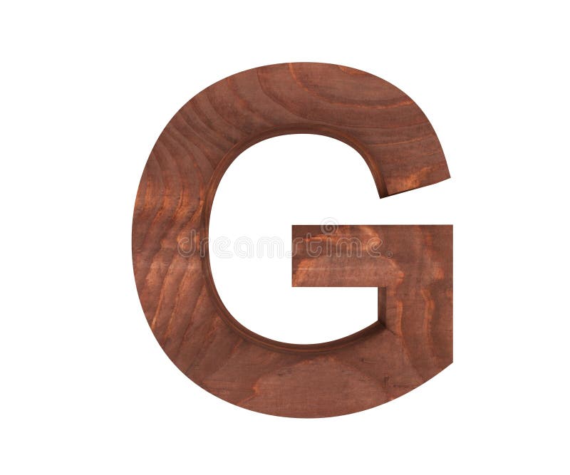 3D Decorative Wooden Alphabet, Capital Letter G. Stock Illustration ...