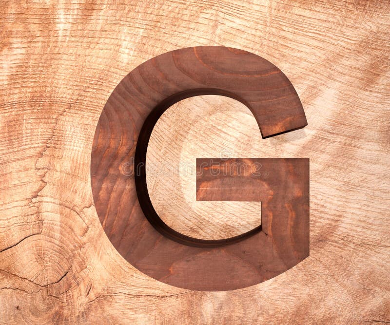3D Decorative Wooden Alphabet, Capital Letter G. Stock Illustration ...