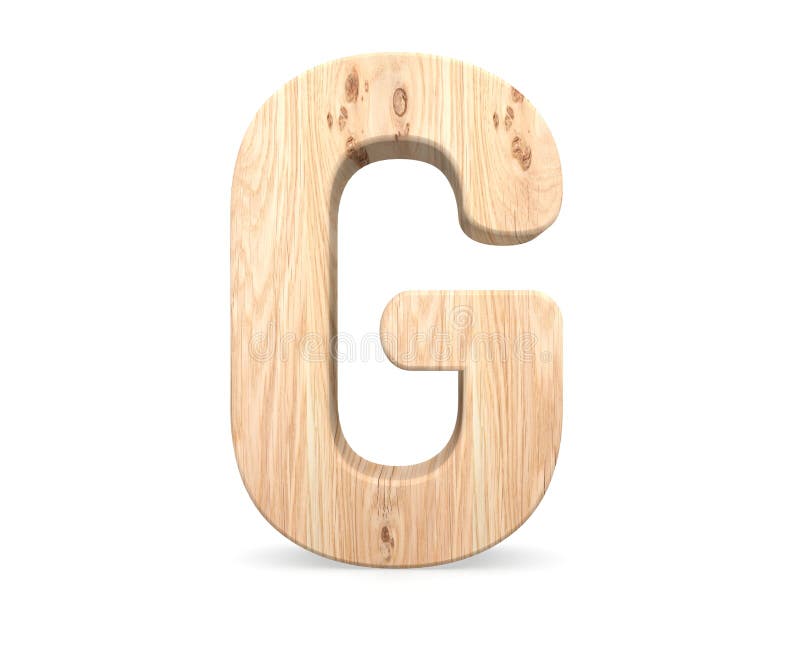 3D Decorative Wooden Alphabet, Capital Letter G. Stock Illustration ...