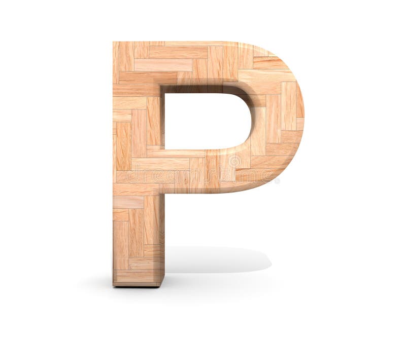 3D Decorative Wooden Alphabet, Capital Letter P. Stock Illustration ...