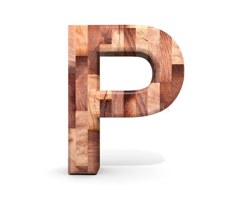 3D Decorative Wooden Alphabet, Capital Letter P. Stock Illustration ...
