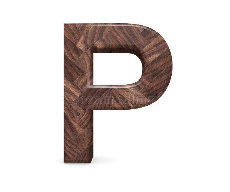 3D Decorative Wooden Alphabet, Capital Letter P. Stock Illustration ...