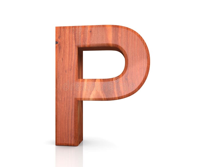 3D Decorative Wooden Alphabet, Capital Letter P. Stock Illustration ...