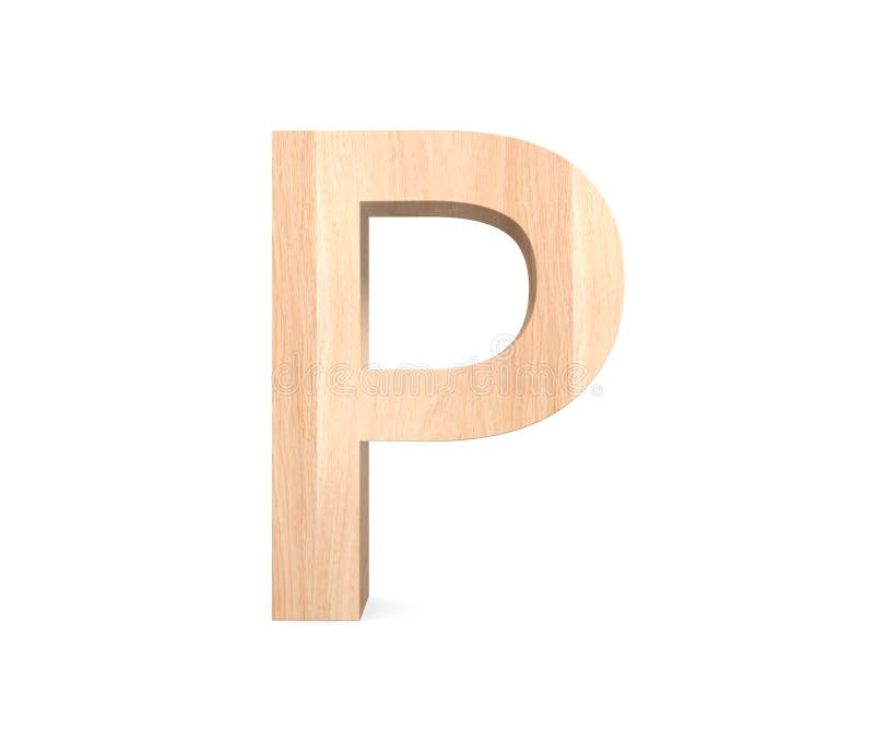3D Decorative Wooden Alphabet, Capital Letter P. Stock Illustration ...