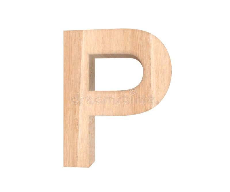 3D Decorative Wooden Alphabet, Capital Letter P. Stock Illustration ...
