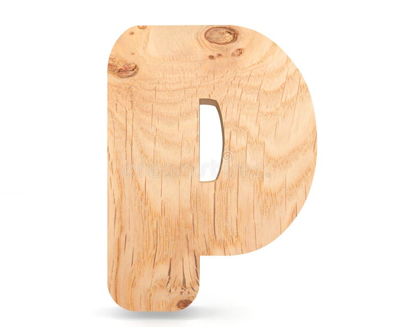 3D Decorative Wooden Alphabet, Capital Letter P. Stock Illustration ...
