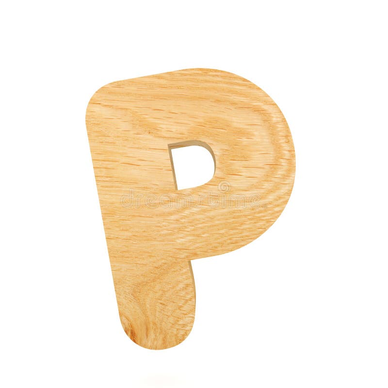 3D Decorative Wooden Alphabet, Capital Letter P. Stock Illustration ...