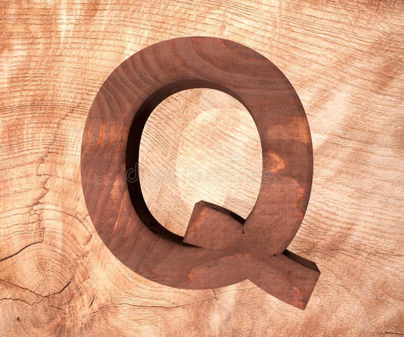 3D Decorative Wooden Alphabet, Capital Letter Q. Stock Illustration ...