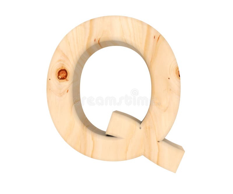 3D Decorative Wooden Alphabet, Capital Letter Q. Stock Illustration ...