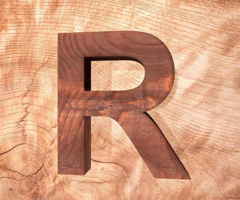 3D Decorative Wooden Alphabet, Capital Letter R. Stock Illustration ...