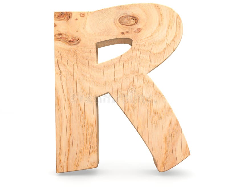 3D Decorative Wooden Alphabet, Capital Letter R. Stock Illustration ...