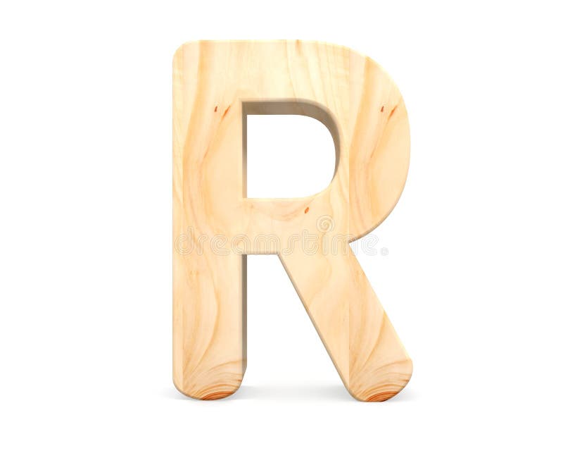 3D Decorative Wooden Alphabet, Capital Letter R. Stock Illustration ...