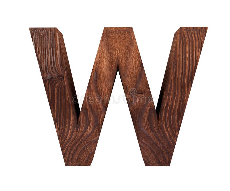 3D Decorative Wooden Alphabet, Capital Letter W. Stock Illustration ...