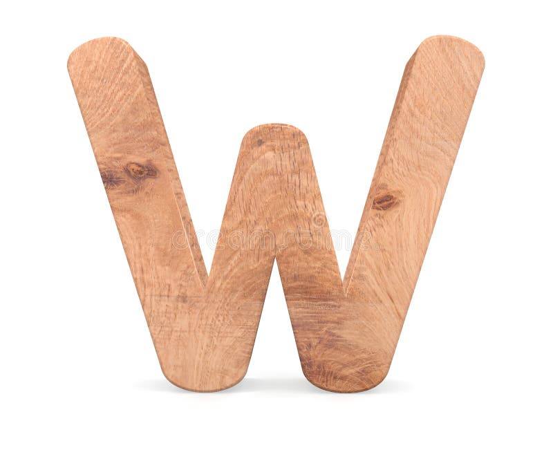 3D Decorative Wooden Alphabet, Capital Letter W. Stock Illustration ...