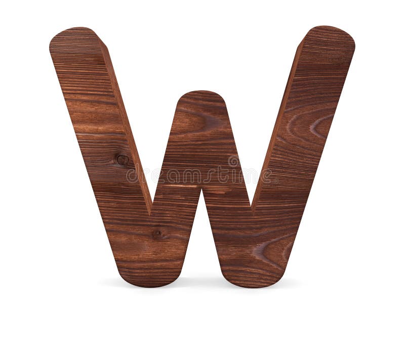 3D Decorative Wooden Alphabet, Capital Letter W. Stock Illustration ...