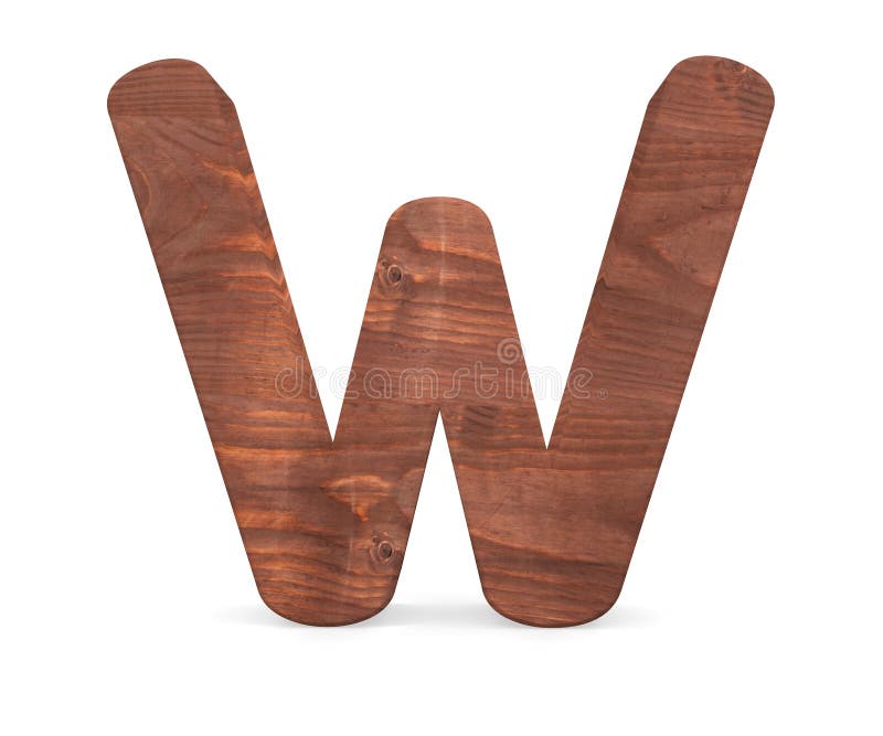 3D Decorative Wooden Alphabet, Capital Letter W. Stock Illustration ...