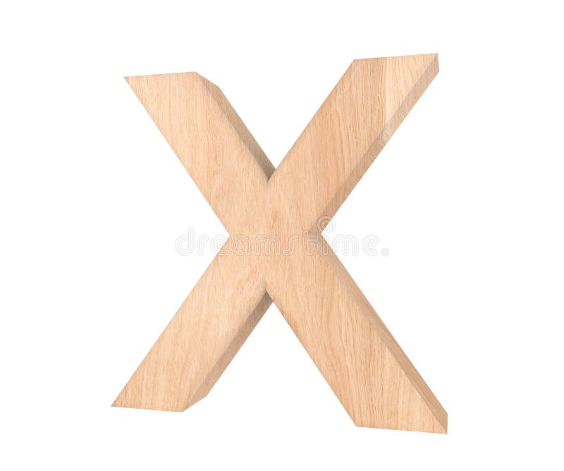 3D Decorative Wooden Alphabet, Capital Letter X. Stock Illustration ...