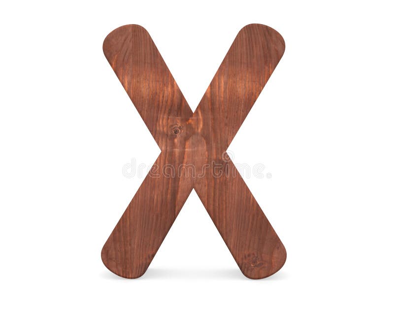 3D Decorative Wooden Alphabet, Capital Letter X. Stock Illustration ...