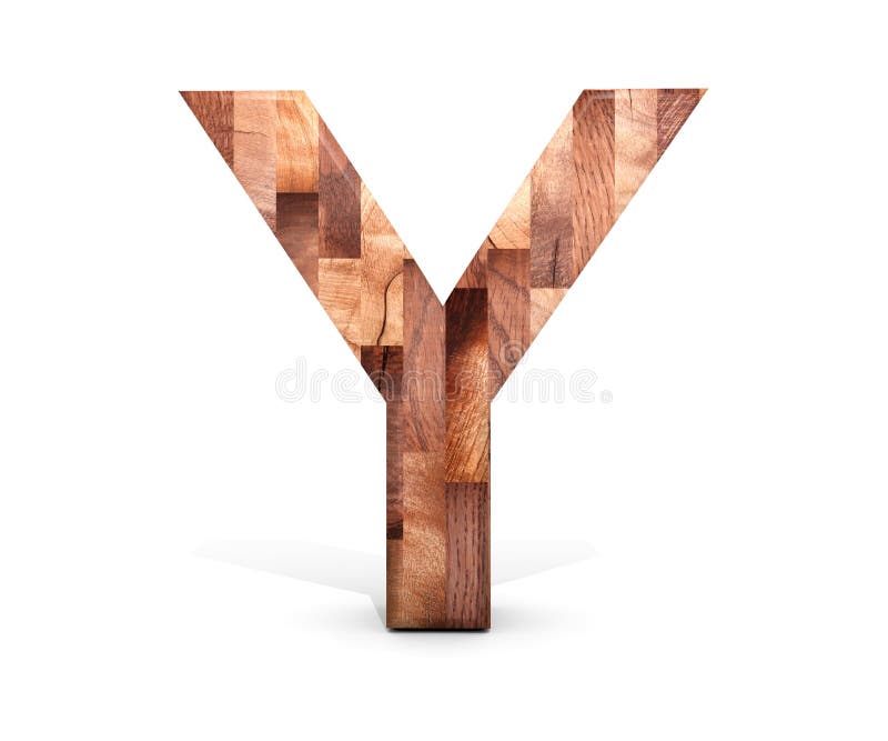 3D Decorative Wooden Alphabet, Capital Letter Y. Stock Illustration ...