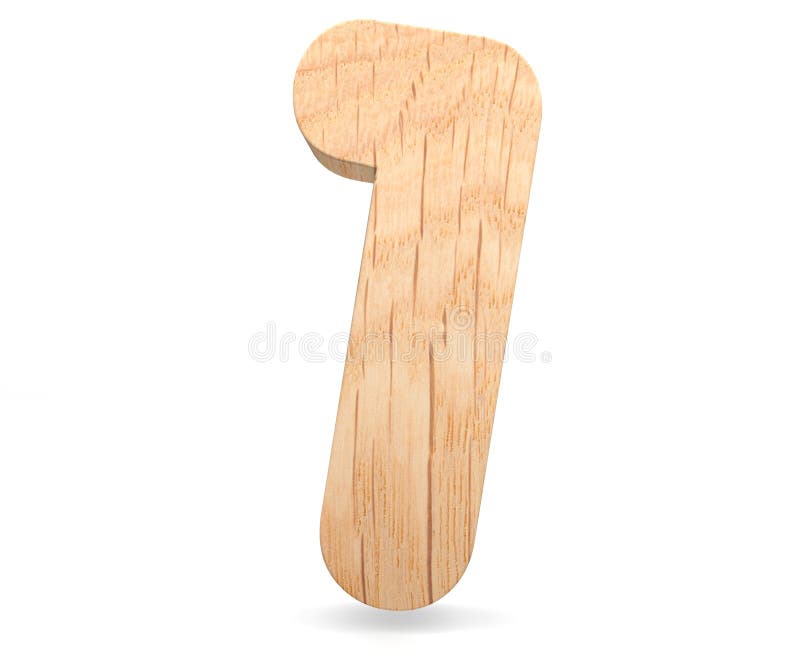 3D Decorative Wooden Alphabet Digit One Symbol - 1. Isolated on White ...