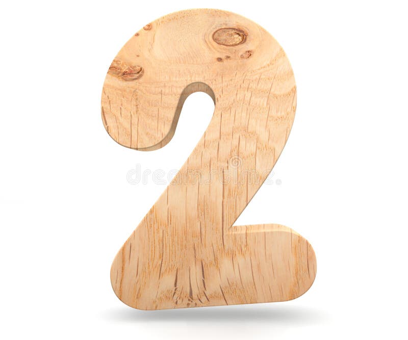 3D Decorative Wooden Alphabet Digit Two Symbol - 2. Isolated on White ...