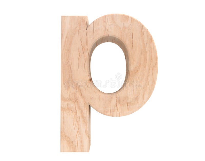 3D Decorative Wooden Alphabet, Lowercase Letter P. Stock Image - Image ...