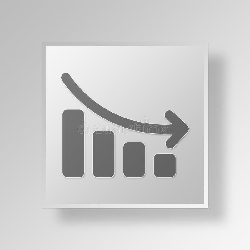 3D Decrease Icon Business Concept Stock Illustration - Illustration of ...