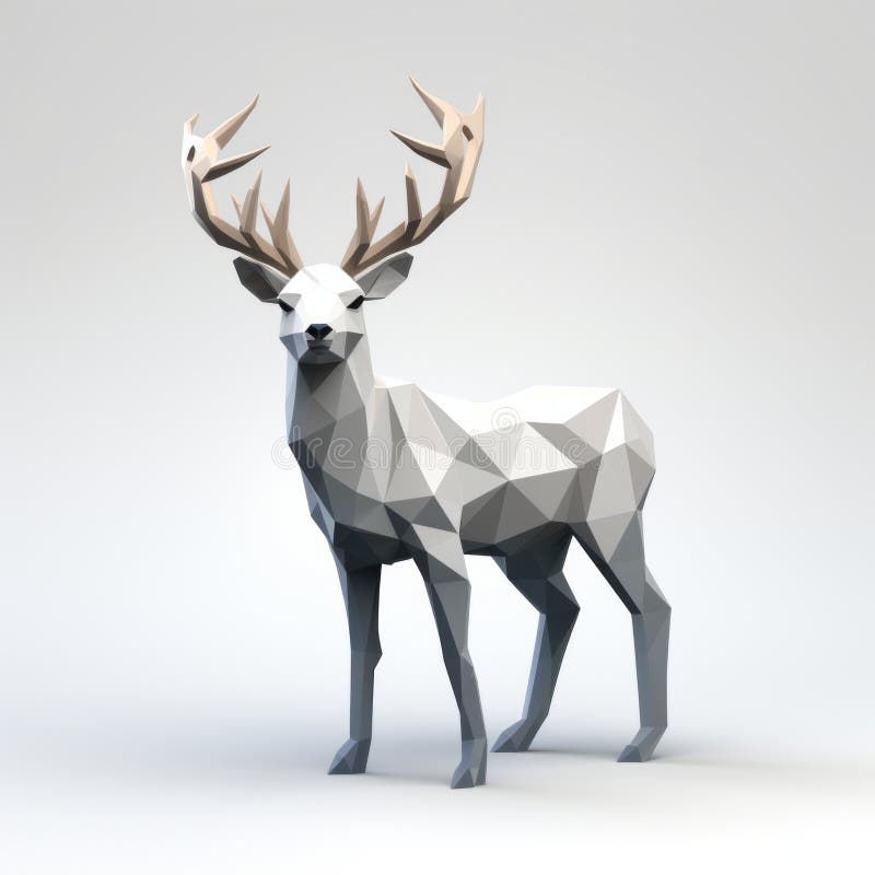 Simple Cel Shaded 3D Deer on White Background Full Body View Stock ...