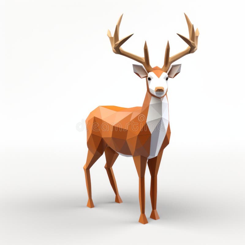 Simple Cel Shaded 3d Deer in Full Body Pose on White Background Stock ...