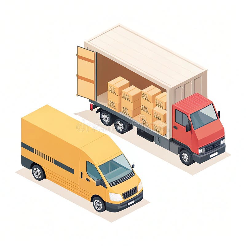3D Delivery Truck with Boxes Icon Stock Illustration - Illustration of ...